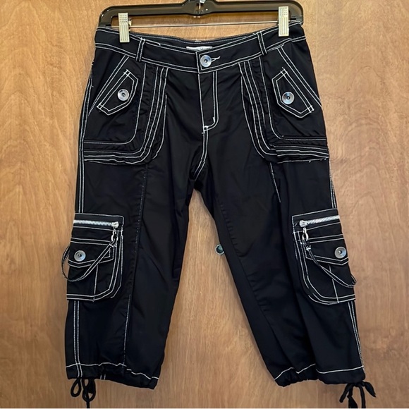 Cache | Pants & Jumpsuits | Cache Black Cargo Pants With White ...